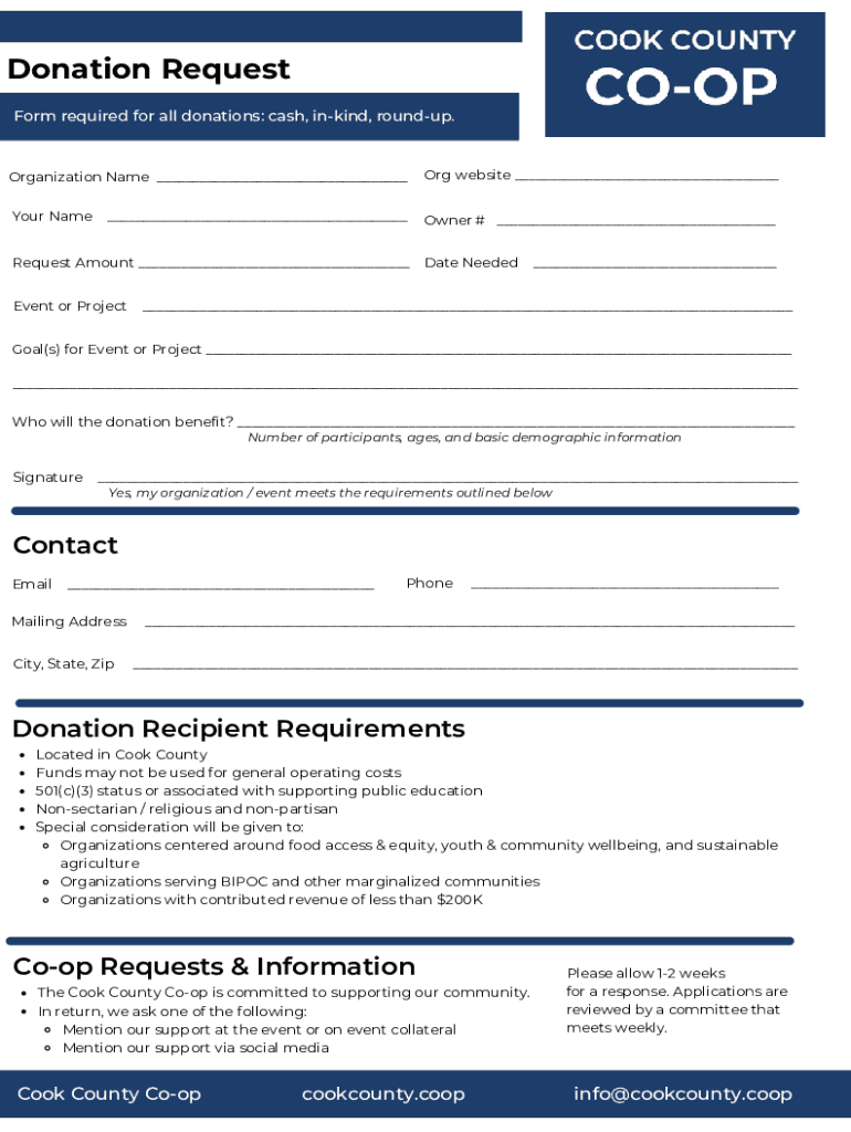Fillable Online 22-Donation application - Cook County Whole Foods Coop Fax Email Print - pdfFiller