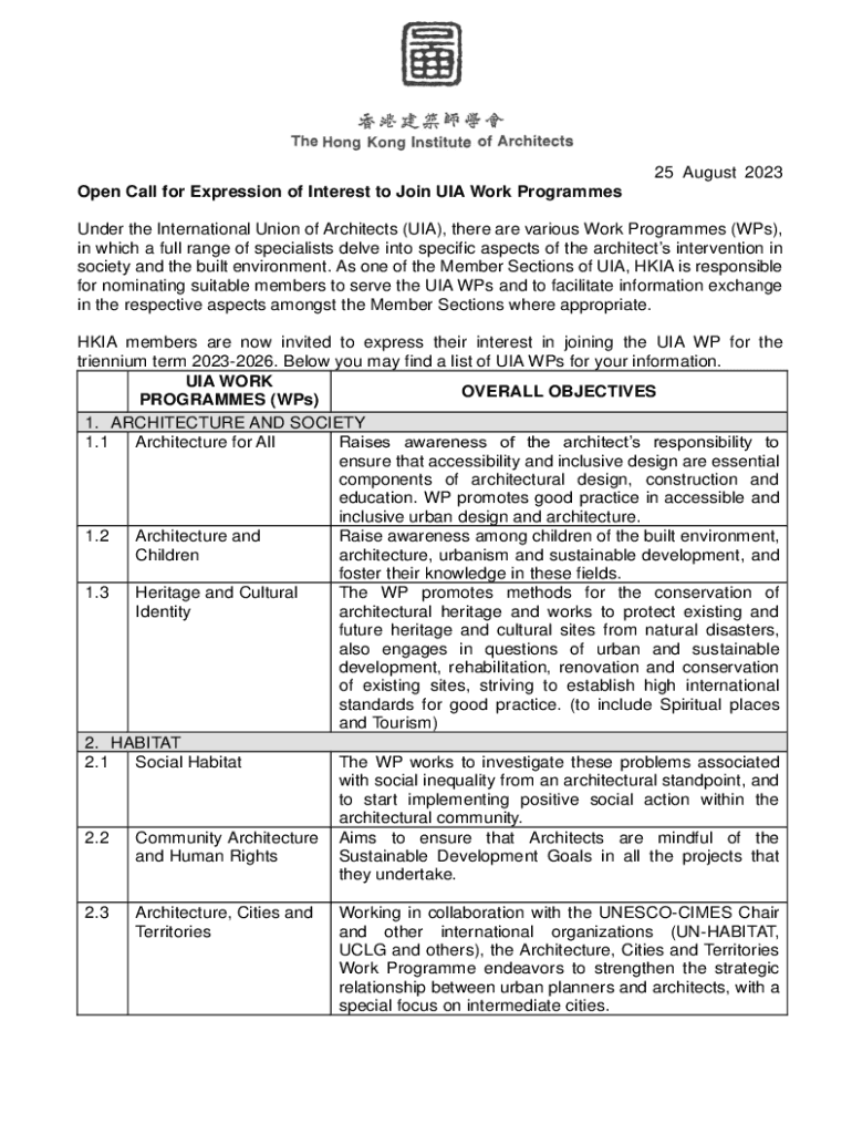Fillable Online UIA Architecture for All Work Programme Symposium Fax ...
