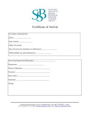 Fillable Online Certificate of Arrival (Immigration/Naturalization ...