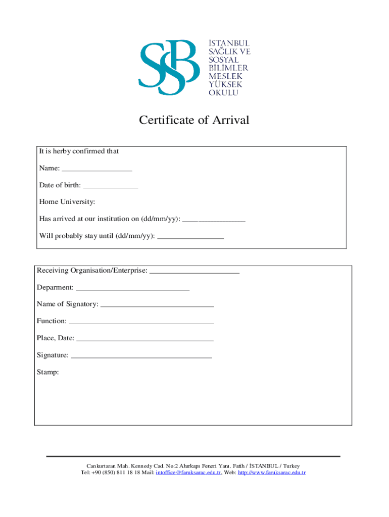 Fillable Online Certificate of Arrival (Immigration/Naturalization ...