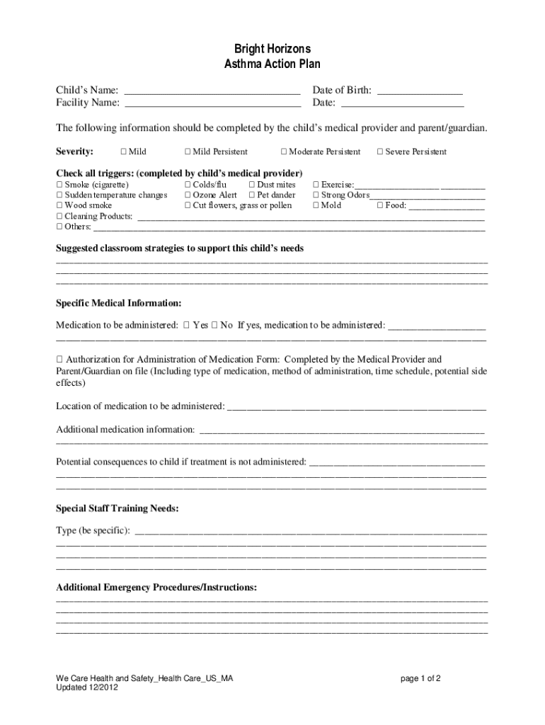 Fillable Online Bright Horizons Back-up Child Care Registration ...