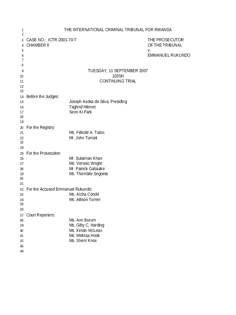 The Prosecutor v. Emmanuel Rukundo (Trial Judgment) Doc Template ...