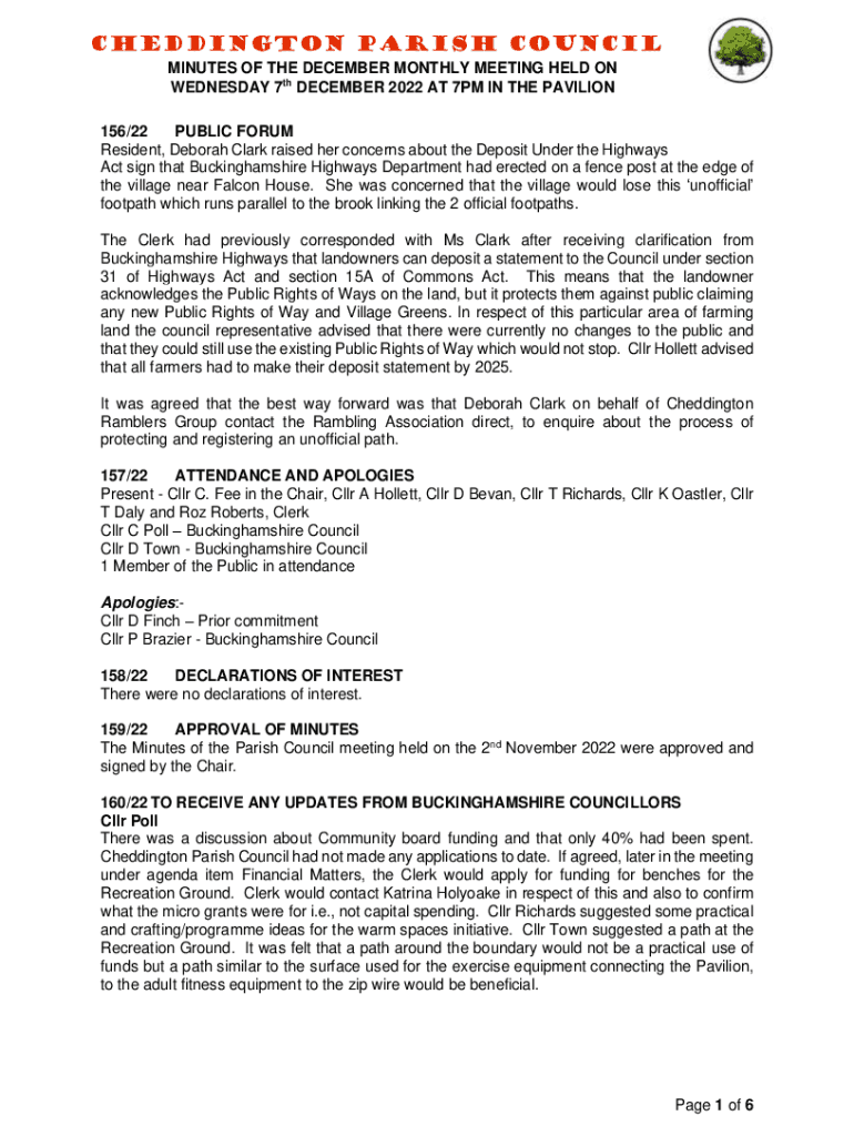 Fillable Online WEDNESDAY 7th DECEMBER 2022 AT 7PM IN THE PAVILION Fax Email Print - pdfFiller