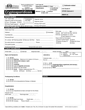 Fillable Online dphhs mt Disease reporting form for Cryptosporidiosis ...