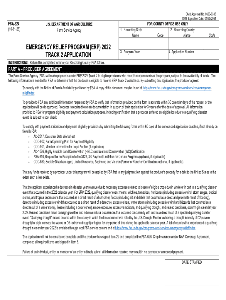 Fillable Online Emergency Relief Program - Farm Service Agency - USDA ...