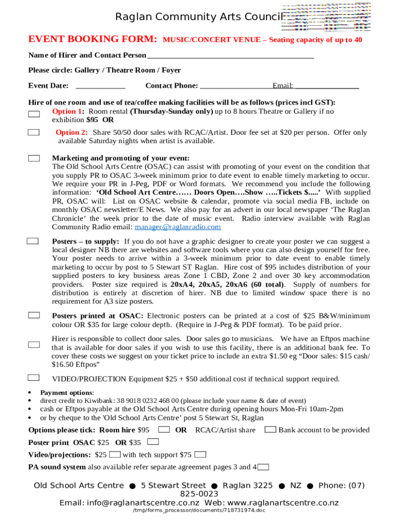 Hirer Booking Doc Template | pdfFiller