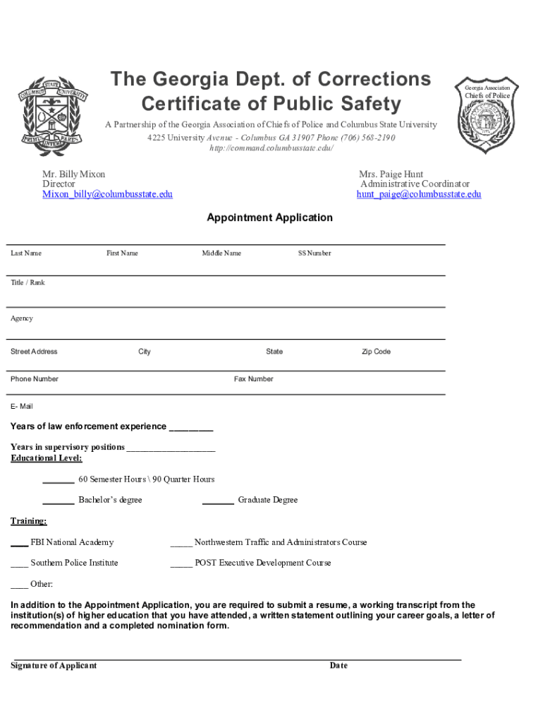 Fillable Online Certificate of PS Appointment Application-Corrections ...