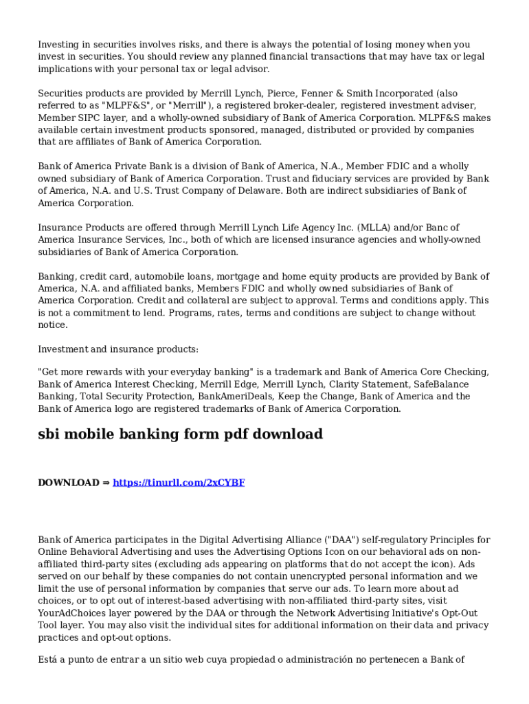 Fillable Online Sbi Mobile Banking Form Pdf Download Fax Email Print ...