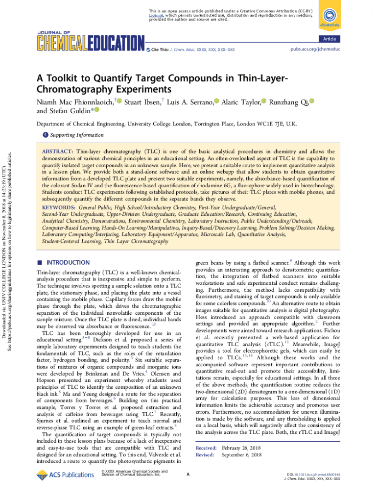 Fillable Online A Toolkit to Quantify Target Compounds in Thin-Layer-Chromatography Experiments ...