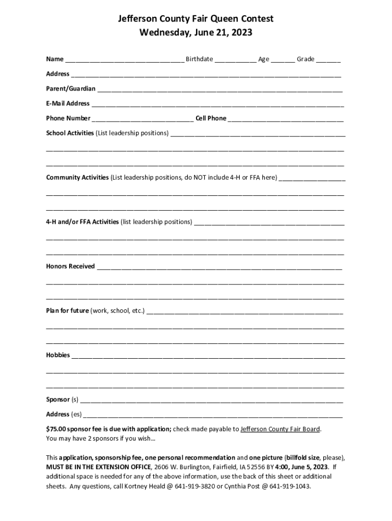 Fillable Online Briana Steele crowned as Jefferson County Fair Queen ...