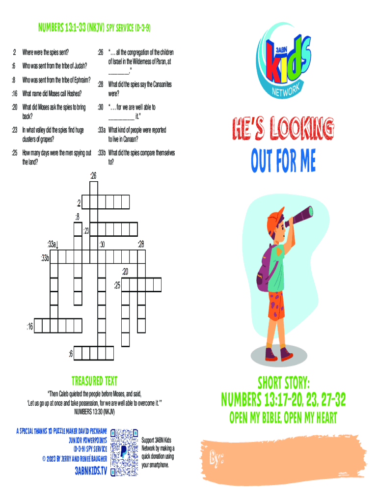 Fillable Online Numbers 13 - Spies Sent to Canaan - Jesus Christ ...