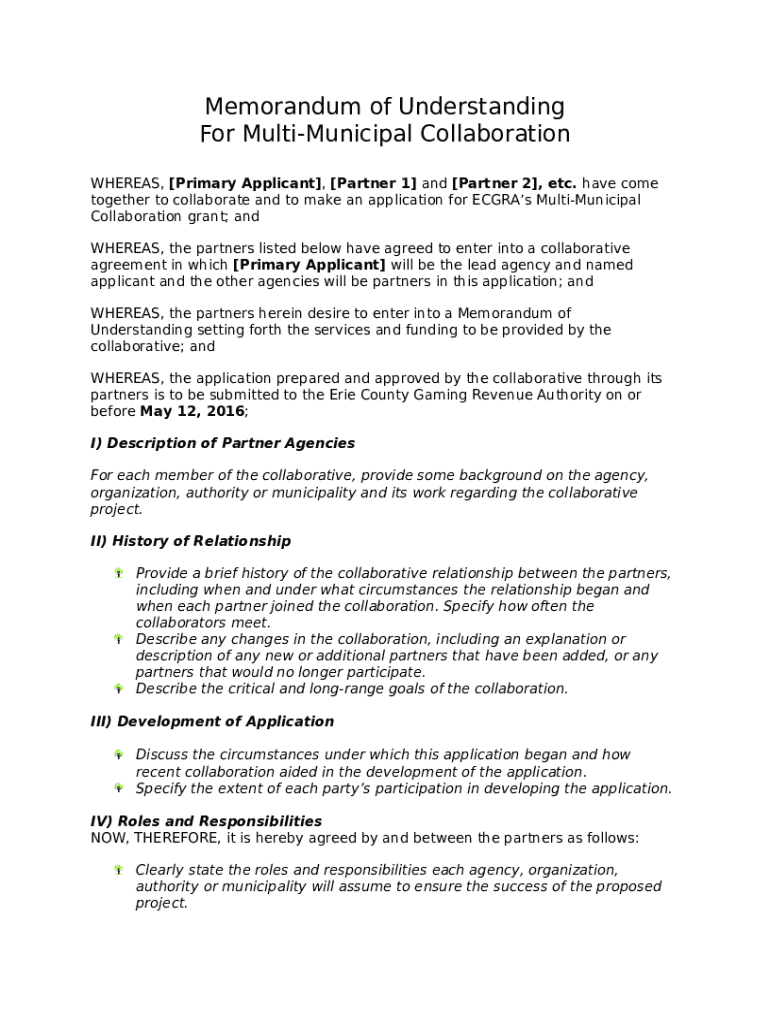 Developing a Memorandum of Understanding (MOU) for Your ... Doc ...