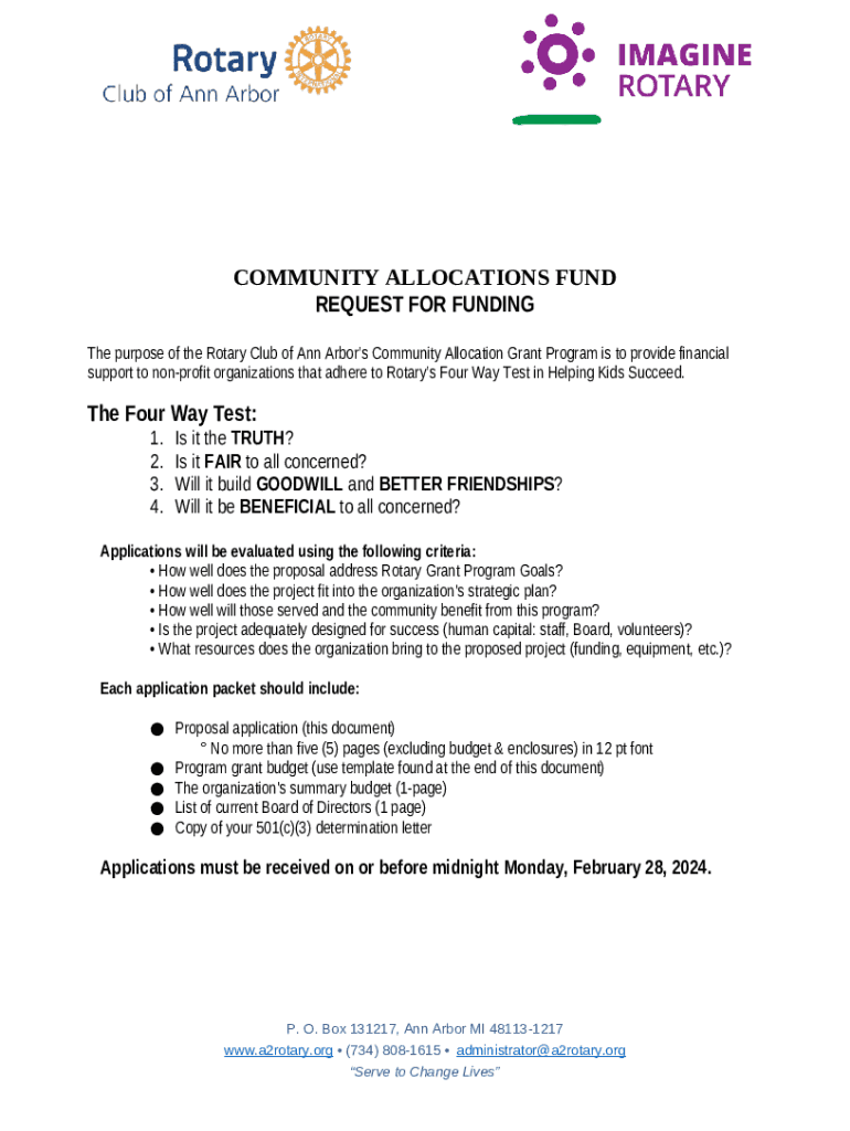 COMMUNITY ALLOCATIONS FUND REQUEST FOR ... Doc Template | pdfFiller