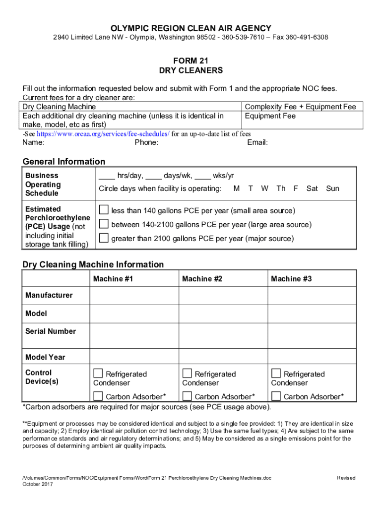 Fillable Online Southwest Clean Air Agency Dry Cleaners Forms Fax Email ...