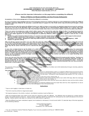 Fillable Online Section 3111.31Acknowledgment of paternity affidavit ...