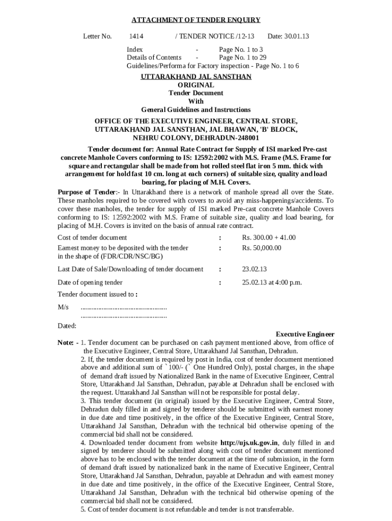 Tender With General Guidelines and Instructions - ujs uk gov Doc ...