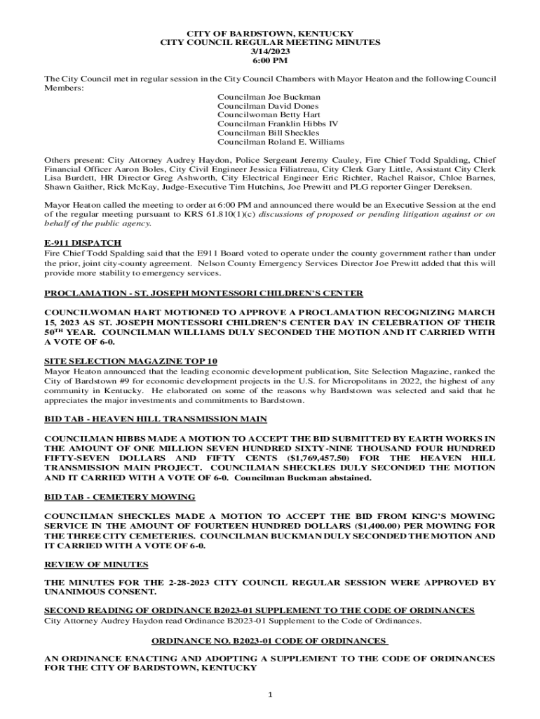 Fillable Online Others present: City Attorney Audrey Haydon, Police ...