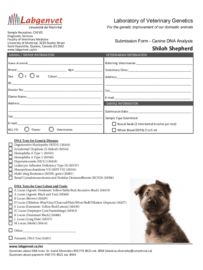Fillable Online Shiloh Shepherd Fax Email Print - pdfFiller