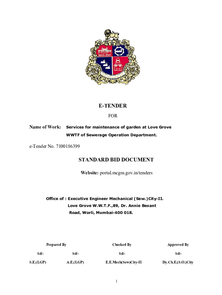 Fillable Online E-TENDER STANDARD BID DOCUMENT Fax Email Print - pdfFiller