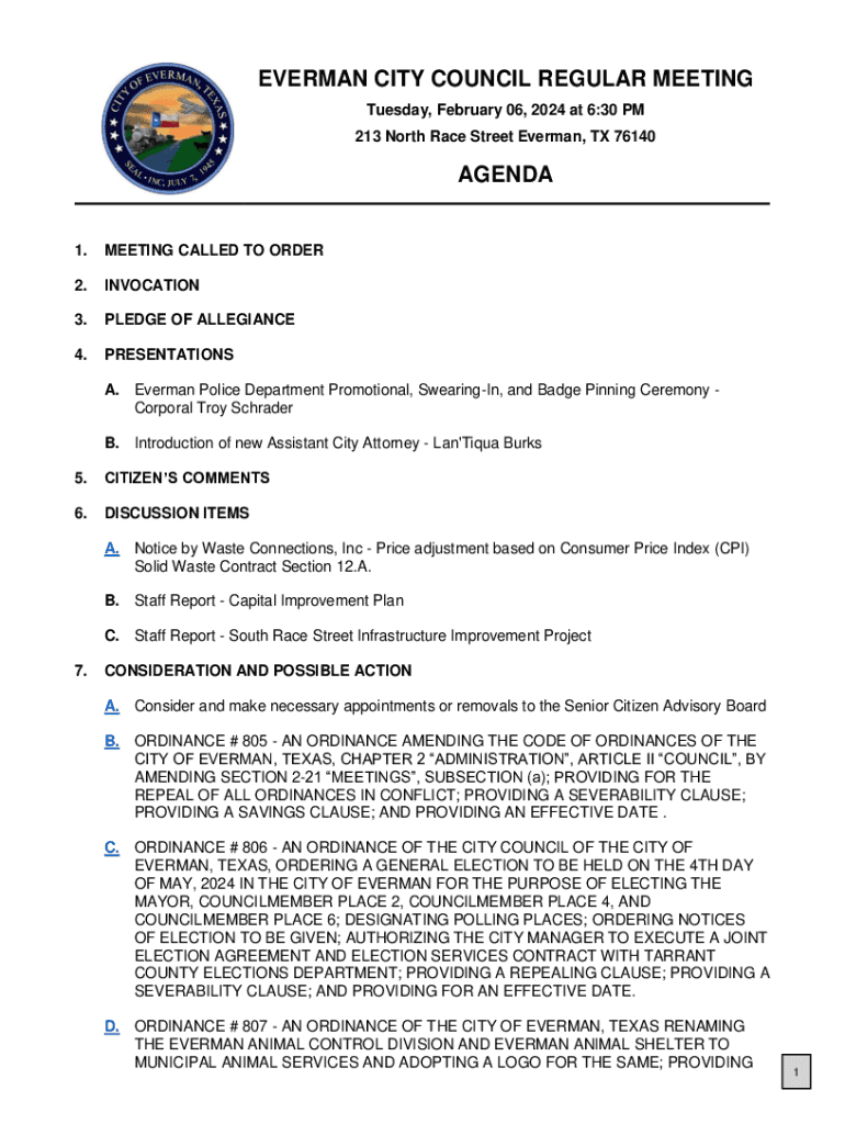 Fillable Online Everman Police Department Promotional, Swearing-In, and ...