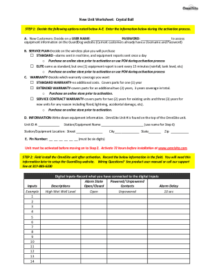 Fillable Online New Unit Worksheet: Crystal Ball Fax Email Print ...