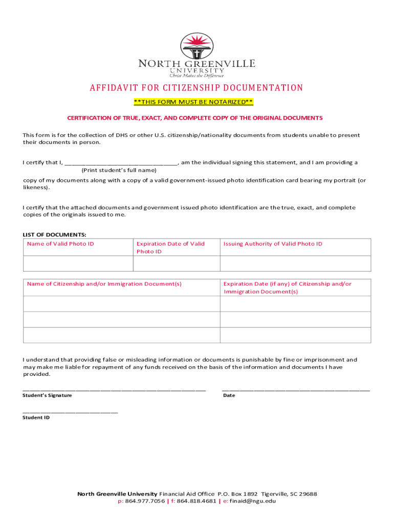 Fillable Online Citizenship Form (Affidavit) Fax Email Print - pdfFiller