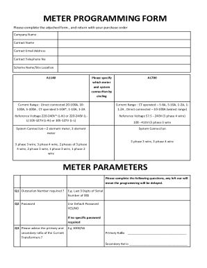 Fillable Online METER PROGRAMMING FORM Fax Email Print - pdfFiller