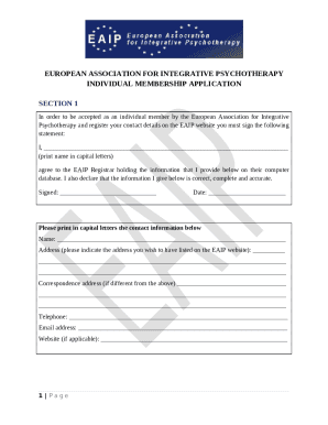 Criteria for Full Individual Membership Doc Template | pdfFiller