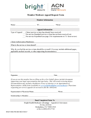 Fillable Online Member Medicare Appeal Request Form Fax Email Print ...