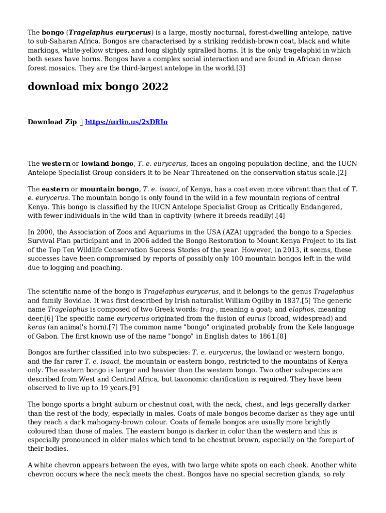 Fillable Online Bongo Antelope - Facts, Diet, Habitat & Pictures on ... Fax Email Print - pdfFiller