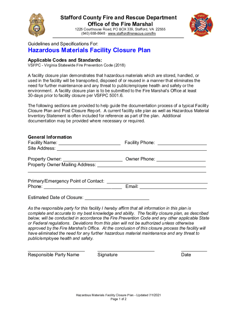 Fillable Online Stafford County Fire and Rescue Department - FireCARES ...