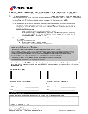 Fillable Online Declaration of Accredited Investor Status - For ...