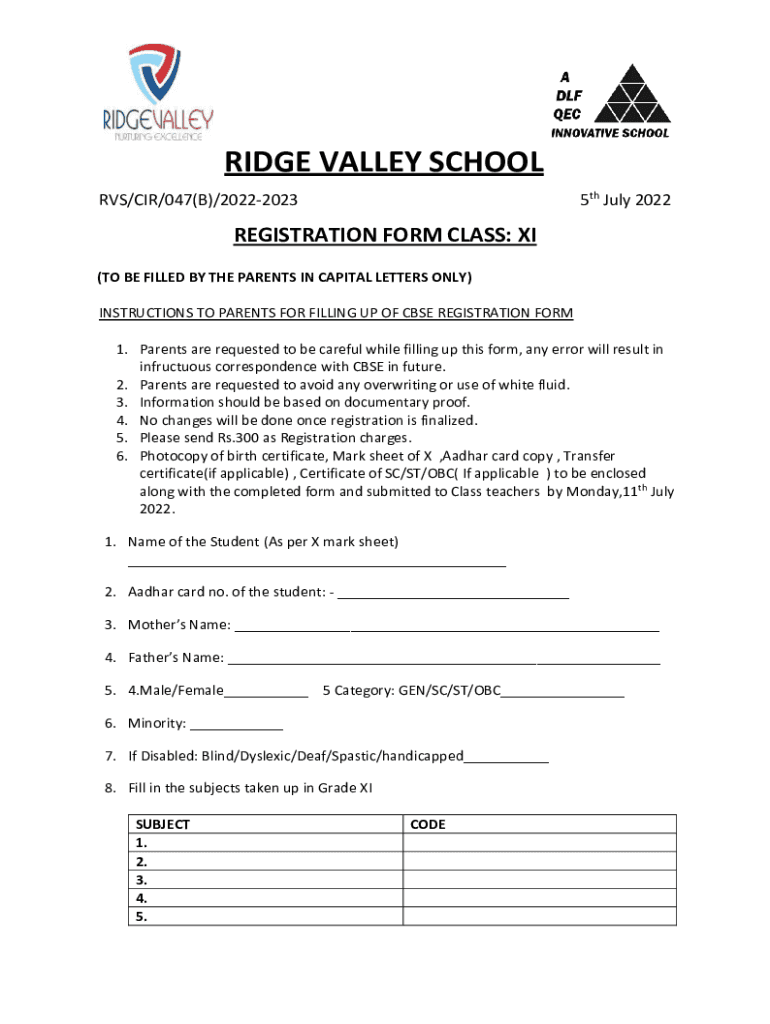 Fillable Online registration form class: xi Fax Email Print - pdfFiller