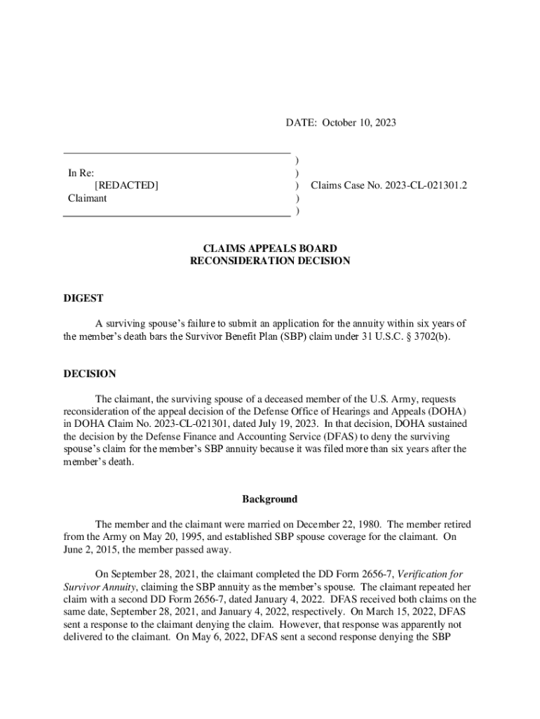 Fillable Online REDACTED ) Claims Case No. 2023-CL-021301.2 Claimant ...