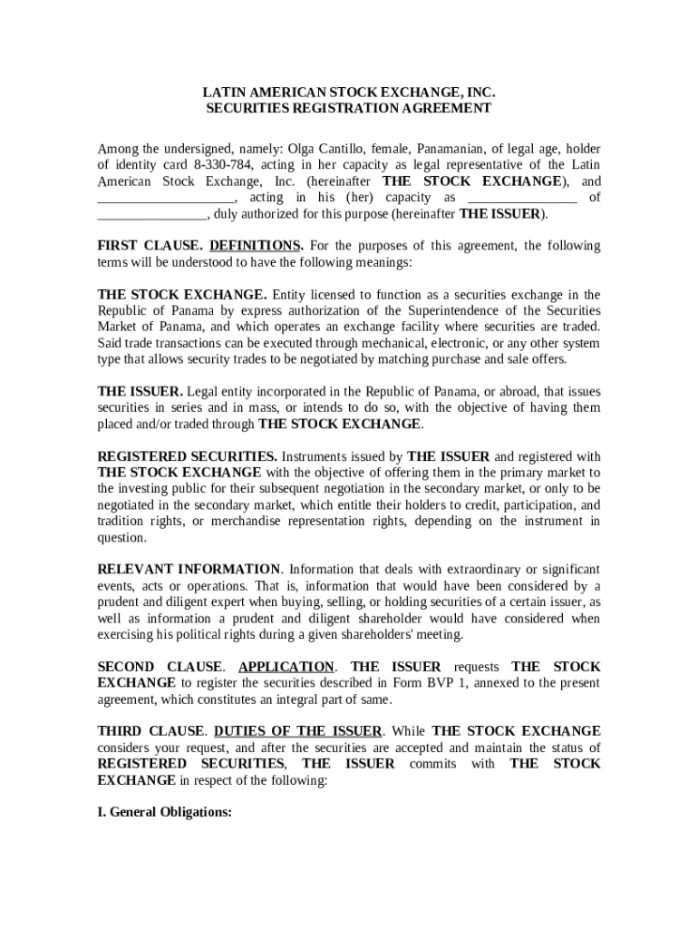 securities registration agreement Doc Template | pdfFiller