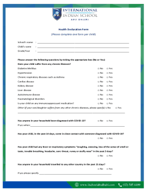 Fillable Online Health Declaration Form (Please complete one ... Fax ...