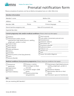 Fillable Online Pregnancy notification form: Fill out & sign online Fax ...