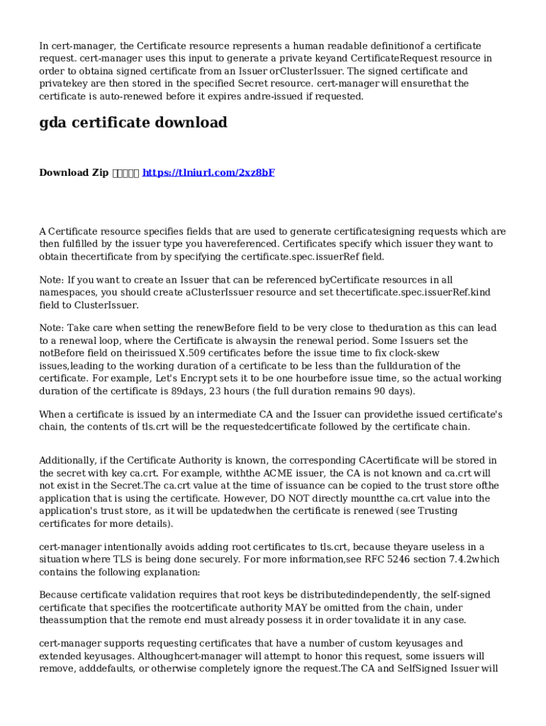 Fillable Online Gda Certificate Download Fax Email Print - pdfFiller