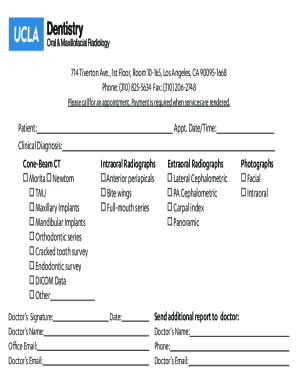 Fillable Online dentistry ucla Radiology prescription form 5.21.21A Fax ...
