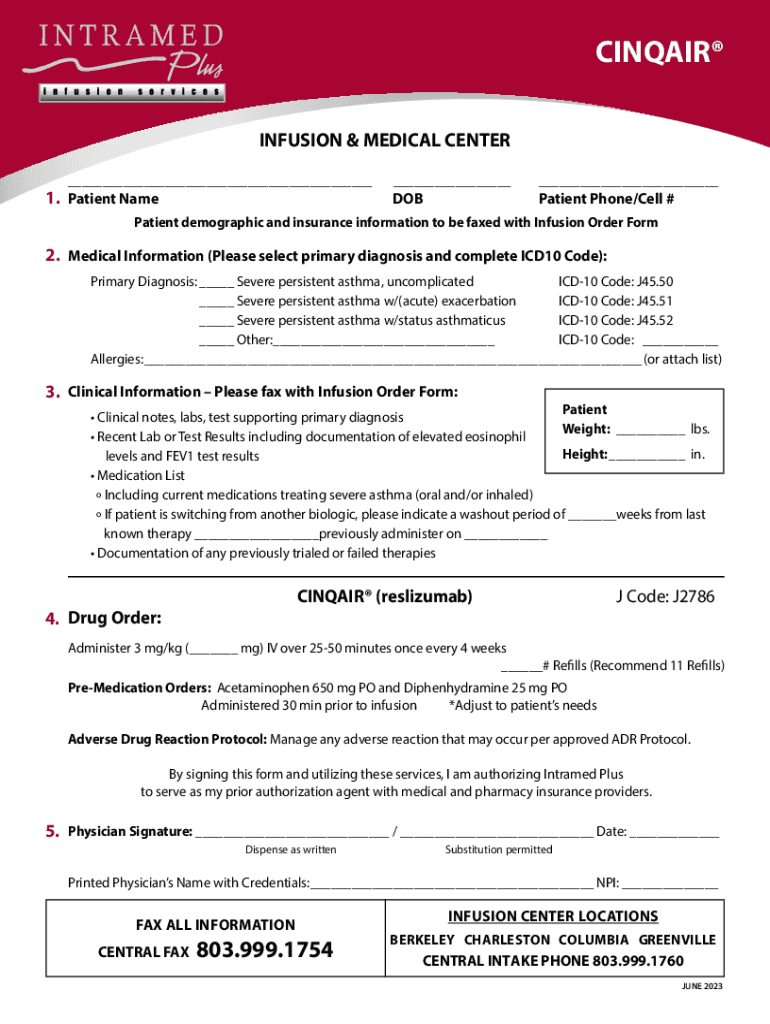 Fillable Online CINQAIR is the antiIL-5 that provides patients the ...