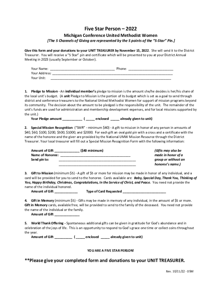 Fillable Online Five Star Person Form2023 Fax Email Print - pdfFiller