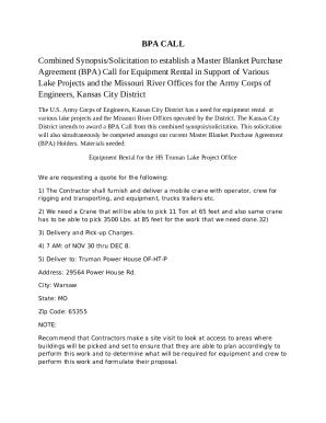 BPA CALL Combined Synopsis/Solicitation to establish a ... Doc Template ...