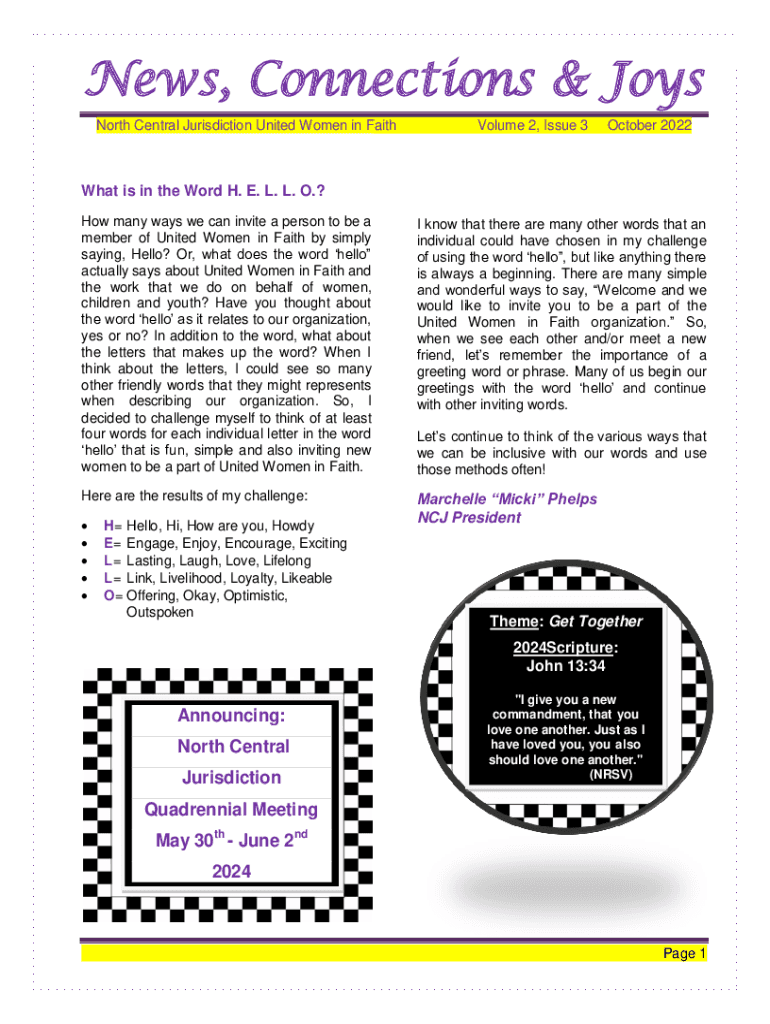 Fillable Online News, Connections & Joys Fax Email Print - pdfFiller