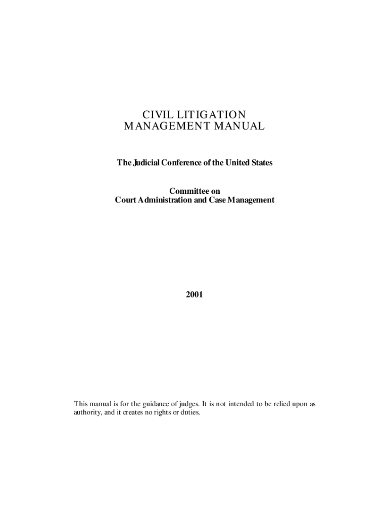 Fillable Online Civil Litigation Management Manual - Content Details ...