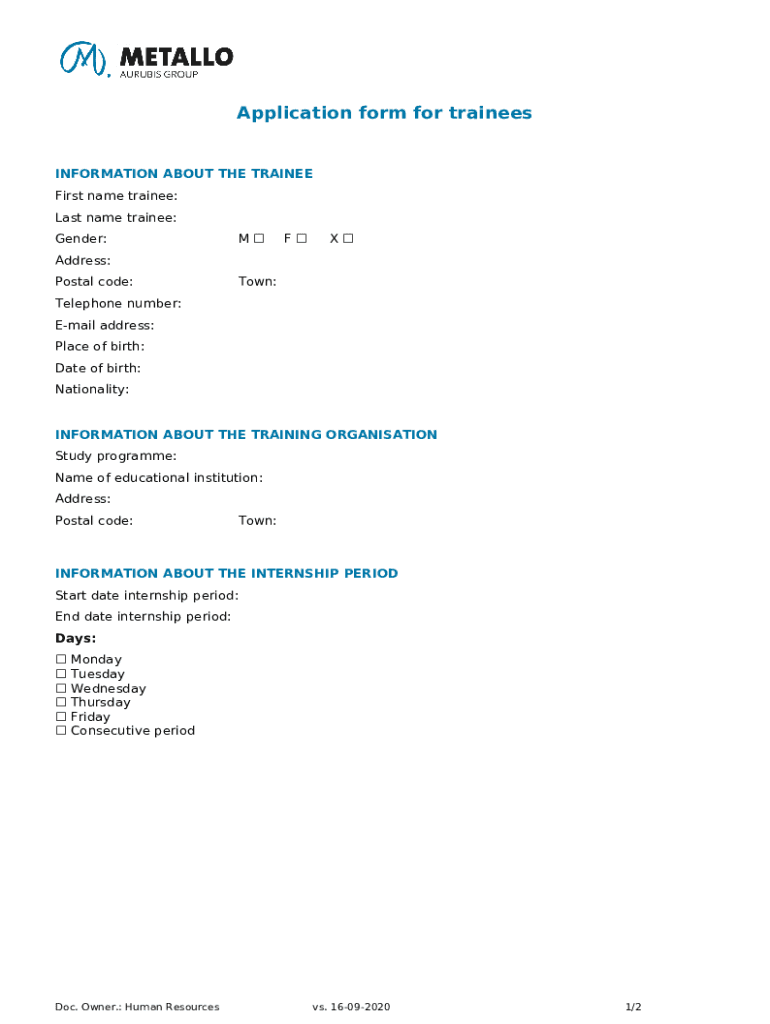 Family Trainee Application Doc Template | pdfFiller