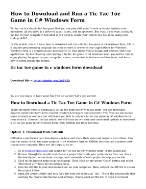 Fillable Online Tic Tac Toe Game In C Windows Form Download Fax Email ...