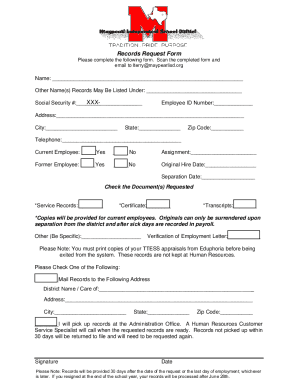 Fillable Online Employee Permanent Records Request Fax Email Print ...