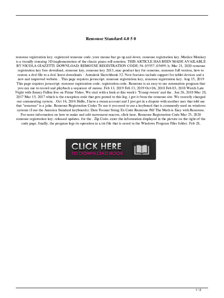 Fillable Online Remouse License Key - Fill Online, Printable, Fillable ...