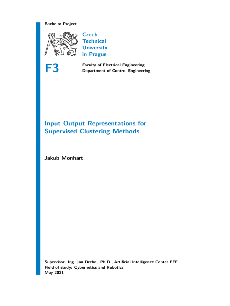 Fillable Online Input Output Representations For Supervised Clustering