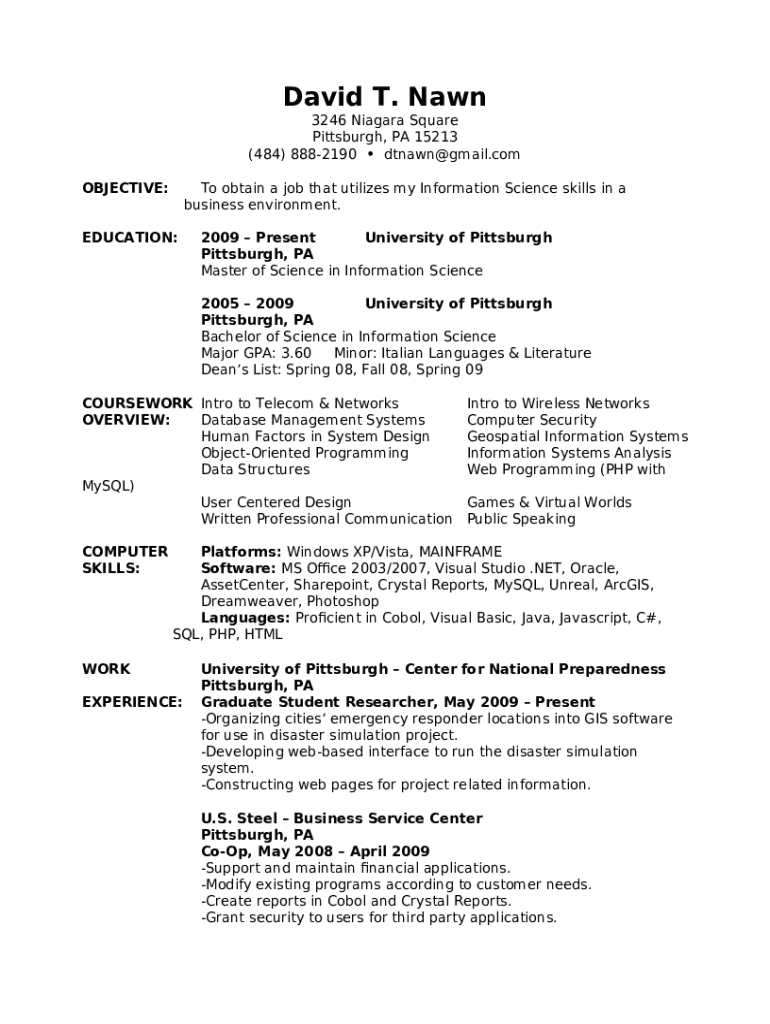 David Nawn Resume - Center for National Preparedness Doc Template ...